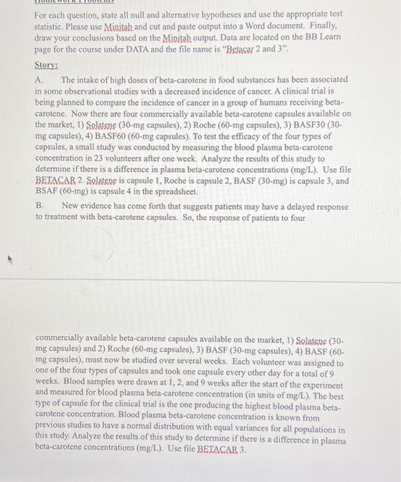 Solved For each question, state all null and alternative | Chegg.com