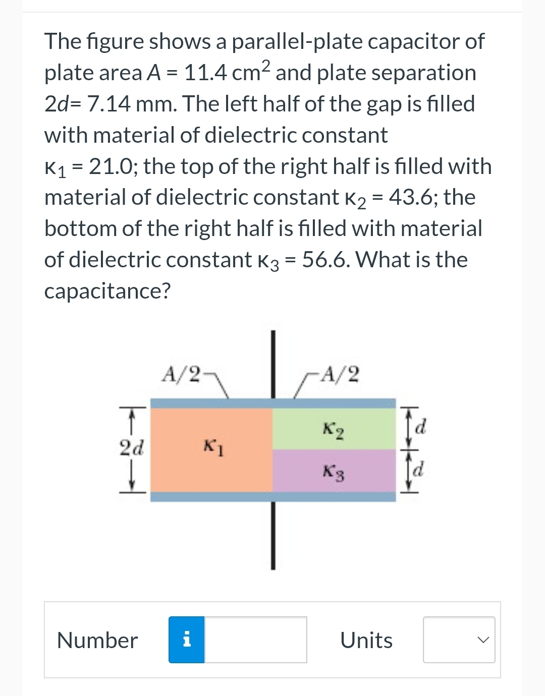 Solved The figure shows a parallel-plate capacitor of plate | Chegg.com