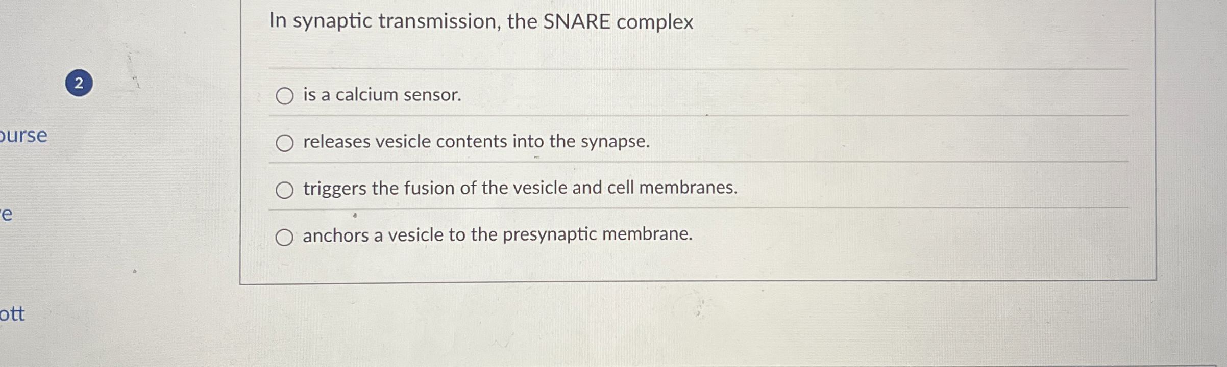 Solved In synaptic transmission, the SNARE complex2q,is a | Chegg.com