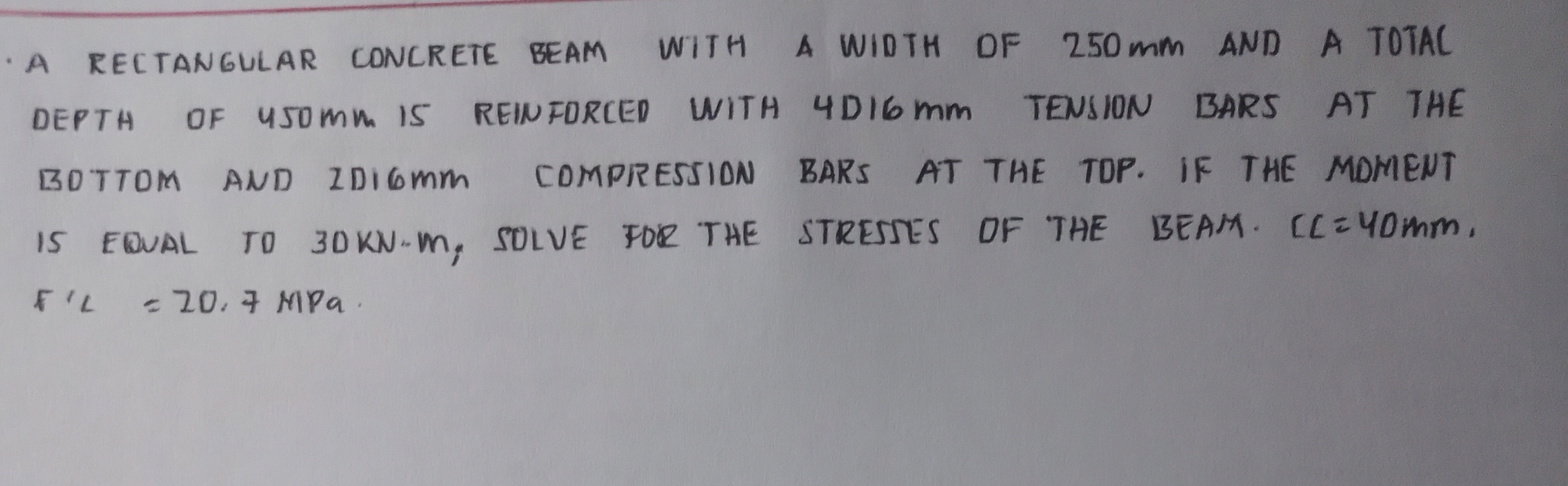 Solved A RECTANGULAR CONCRETE BEAM WITH A WIDTH DF 250mm | Chegg.com