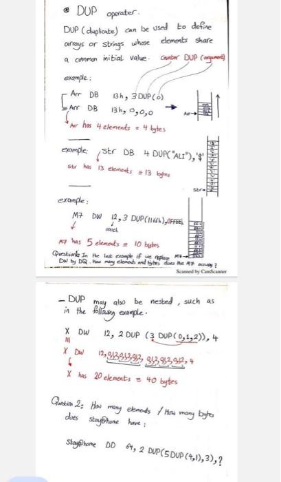 - DUP operater. DuP (duplicate) can be used to define | Chegg.com