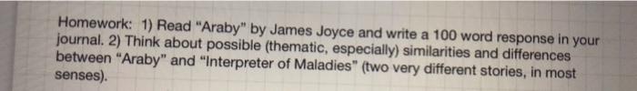 Homework: 1) Read "Araby" by James Joyce and write a | Chegg.com