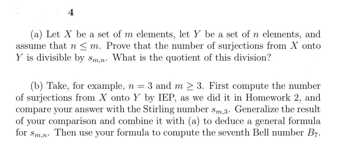Solved 4(a) ﻿Let x ﻿be a set of m ﻿elements, let Y ﻿be a set | Chegg.com