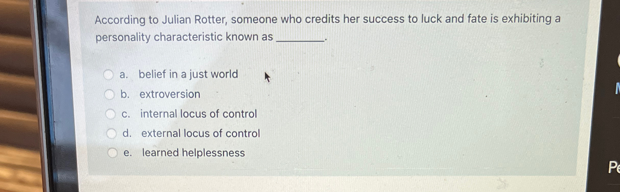 Solved According to Julian Rotter, someone who credits her | Chegg.com