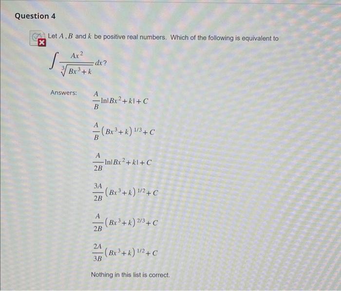 Solved Let A,B and k be positive real numbers. Which of the | Chegg.com