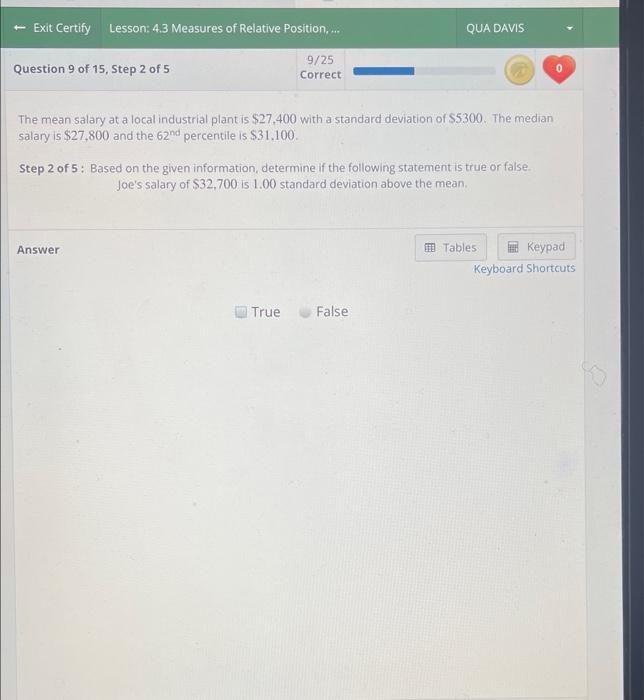 Solved Exit Certify Lesson: 4.3 Measures of Relative | Chegg.com