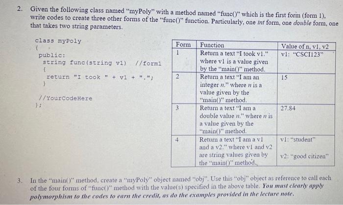 Solved 2. Given the following class named "myPoly" with a | Chegg.com