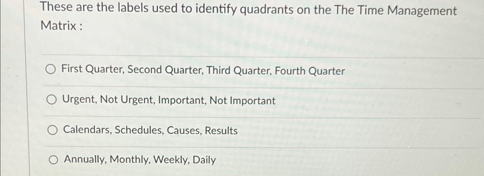 Solved These are the labels used to identify quadrants on | Chegg.com