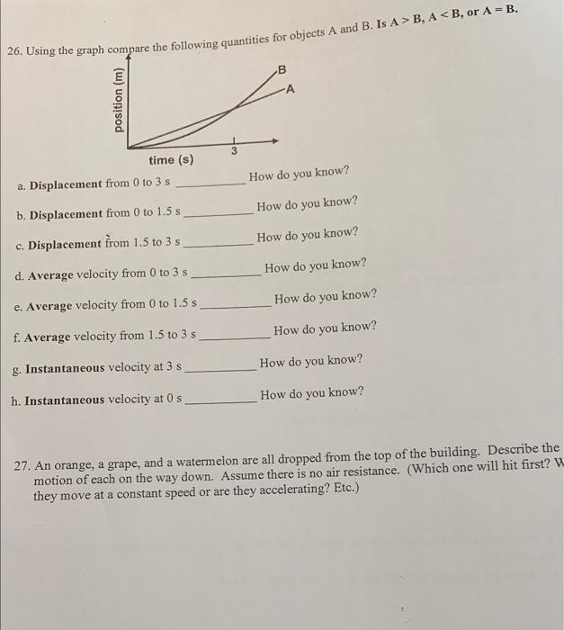 Solved 26. Using the graph compare the following quantities | Chegg.com