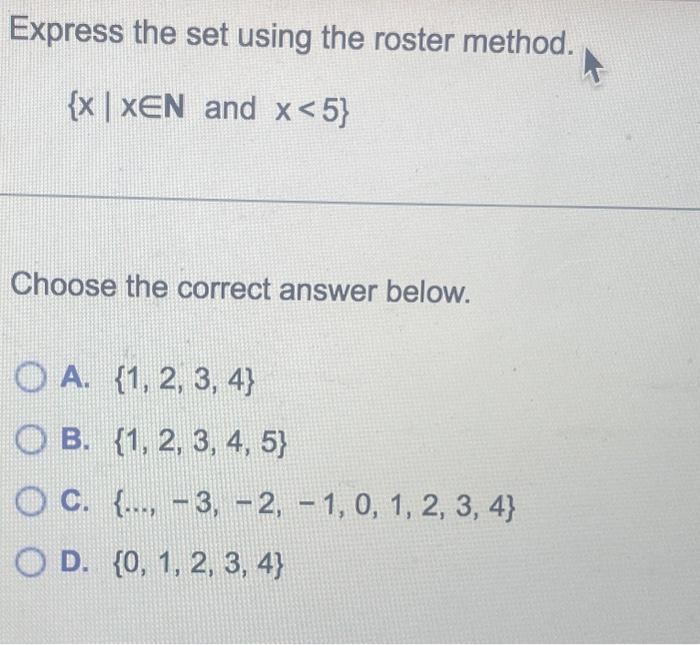 Solved Express the set using the roster method. {x∣x∈N and | Chegg.com