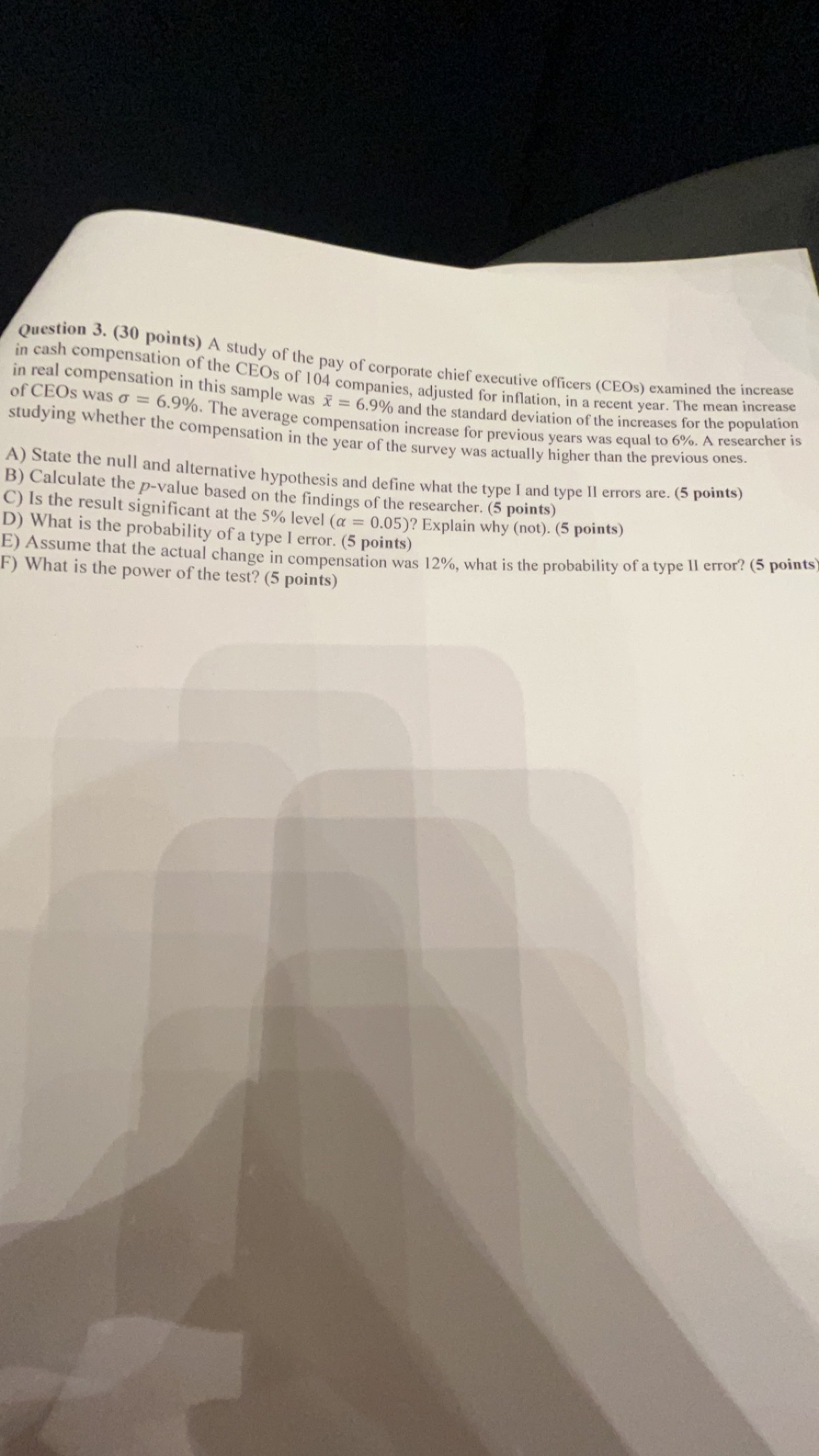 Solved Question 3. ( 30 ﻿points) ﻿A study of the pay of | Chegg.com