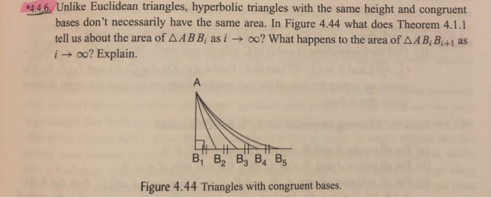 Solved Figure 4.2 The angle sum of a hyperbolic triangle | Chegg.com