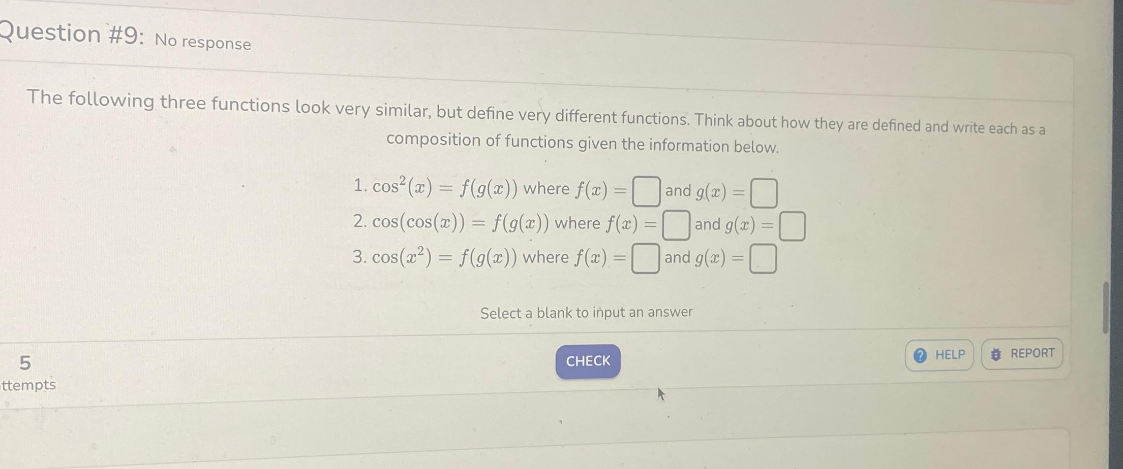 Solved Question #9: No responseThe following three functions | Chegg.com