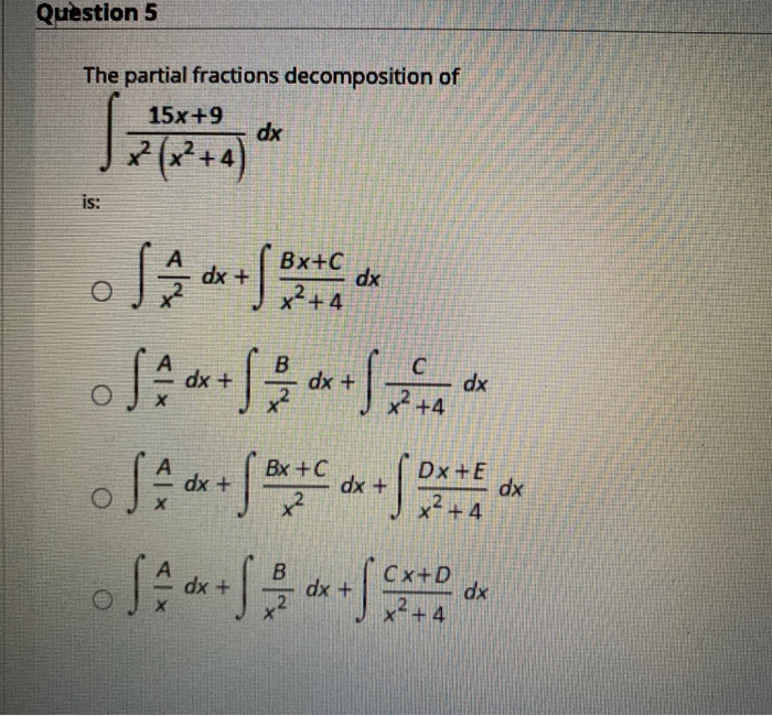 Solved Use the method of partial decomposition to perform | Chegg.com