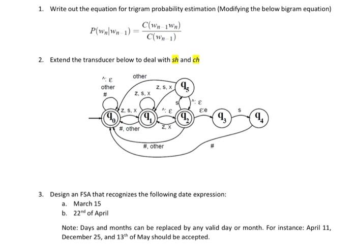Solved 1. Write out the equation for trigram probability | Chegg.com