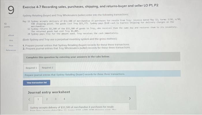 Solved Exercise 4-7 Recording sales, purchases, shipping, | Chegg.com
