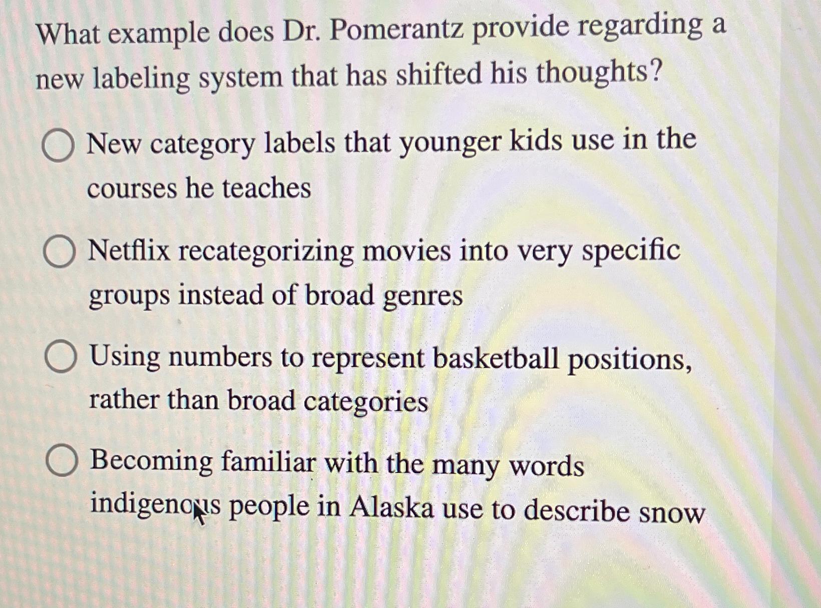 Solved What example does Dr. ﻿Pomerantz provide regarding a | Chegg.com