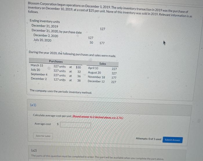 Solved Blossom Corporation began operations on December 1, | Chegg.com