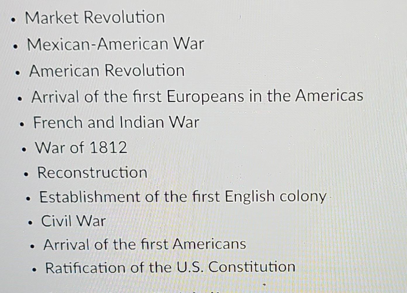 Put the following events in chronological order, and | Chegg.com