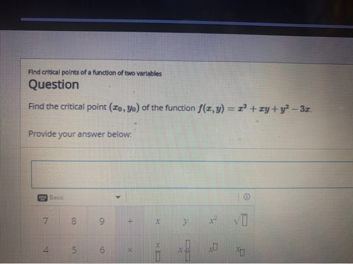 Solved Find critical points of a function of two | Chegg.com