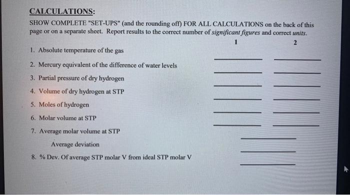 Solved RECORD ALL DATA IN INK using the correct number of | Chegg.com