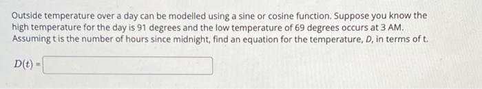 Solved Find an equation for the temperature, D, in terms of | Chegg.com