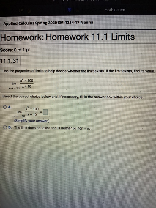 Solved mathxl.com Applied Calculus Spring 2020 SM-1214-17 | Chegg.com