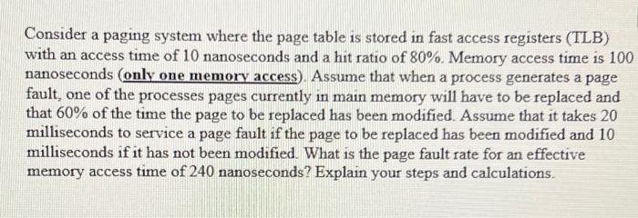Solved Consider a paging system where the page table is | Chegg.com