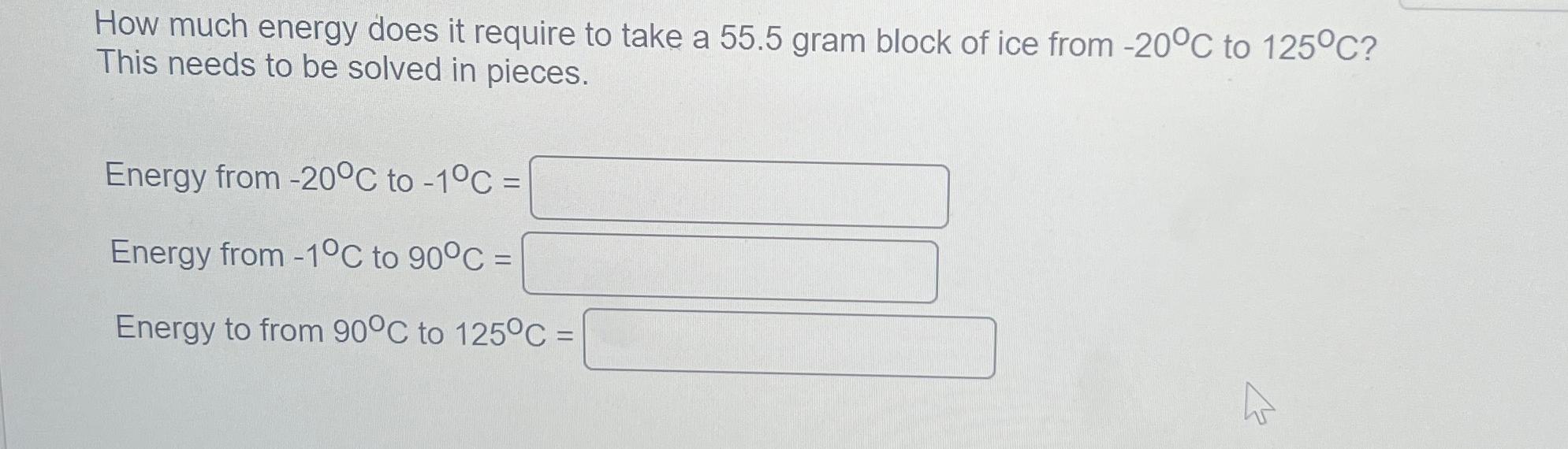 Solved How much energy does it require to take a 55.5 ﻿gram | Chegg.com