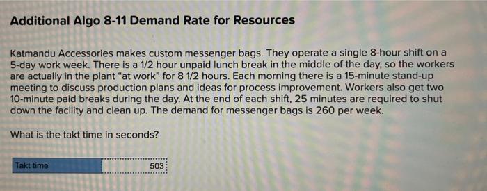Solved Additional Algo 8-11 Demand Rate for Resources | Chegg.com