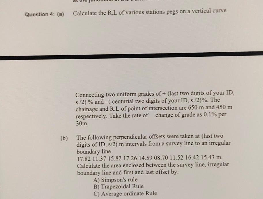 Question 4: (a) Calculate the R.L of various stations | Chegg.com