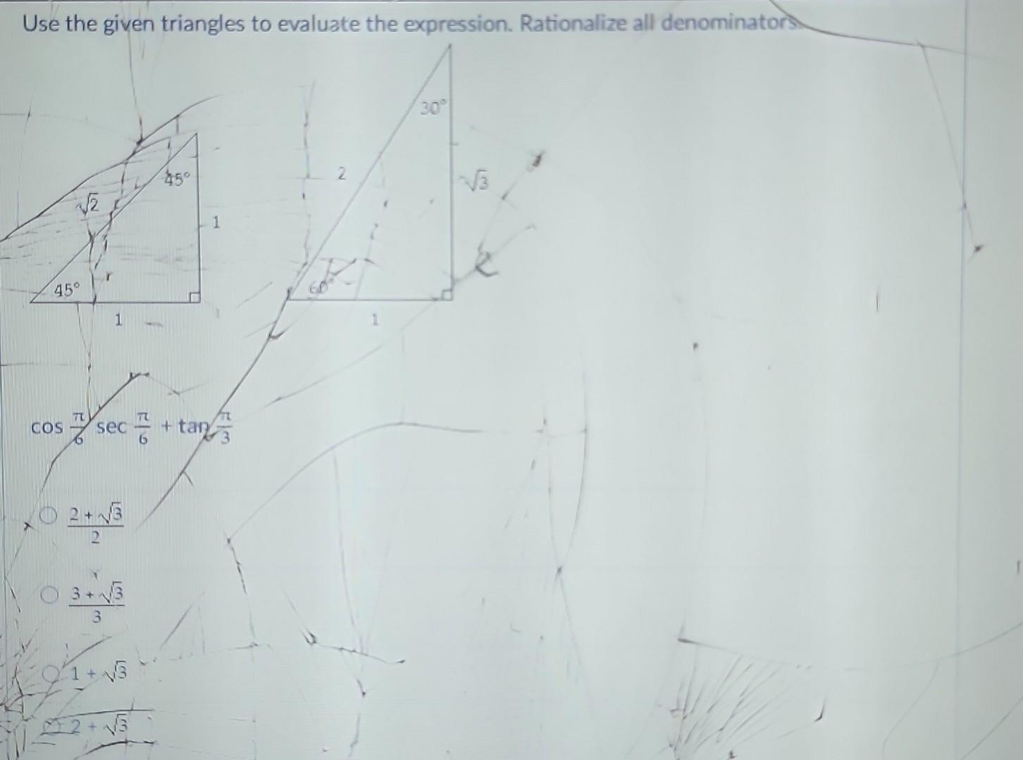 Solved Use the given triangles to evaluate the expression. | Chegg.com