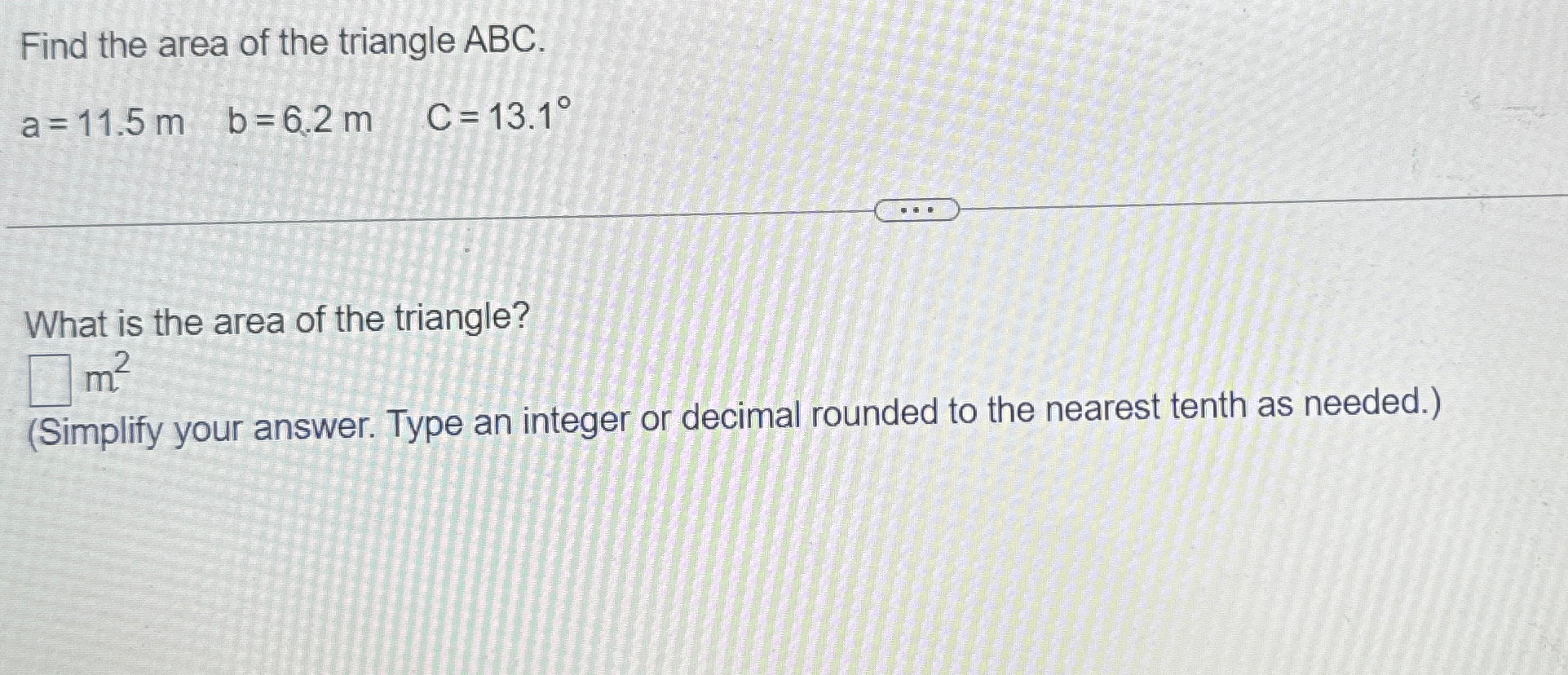 Solved Find the area of the triangle | Chegg.com