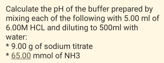 Solved Calculate the pH of the buffer prepared by mixing | Chegg.com