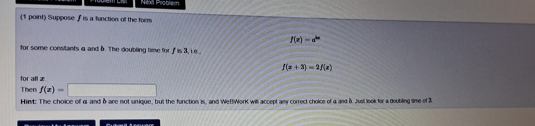 Solved (1 ﻿point) ﻿Suppose f ﻿is a function of the | Chegg.com