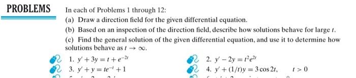 PROBLEMS In each of Problems 1 through 3 (a) Draw a | Chegg.com