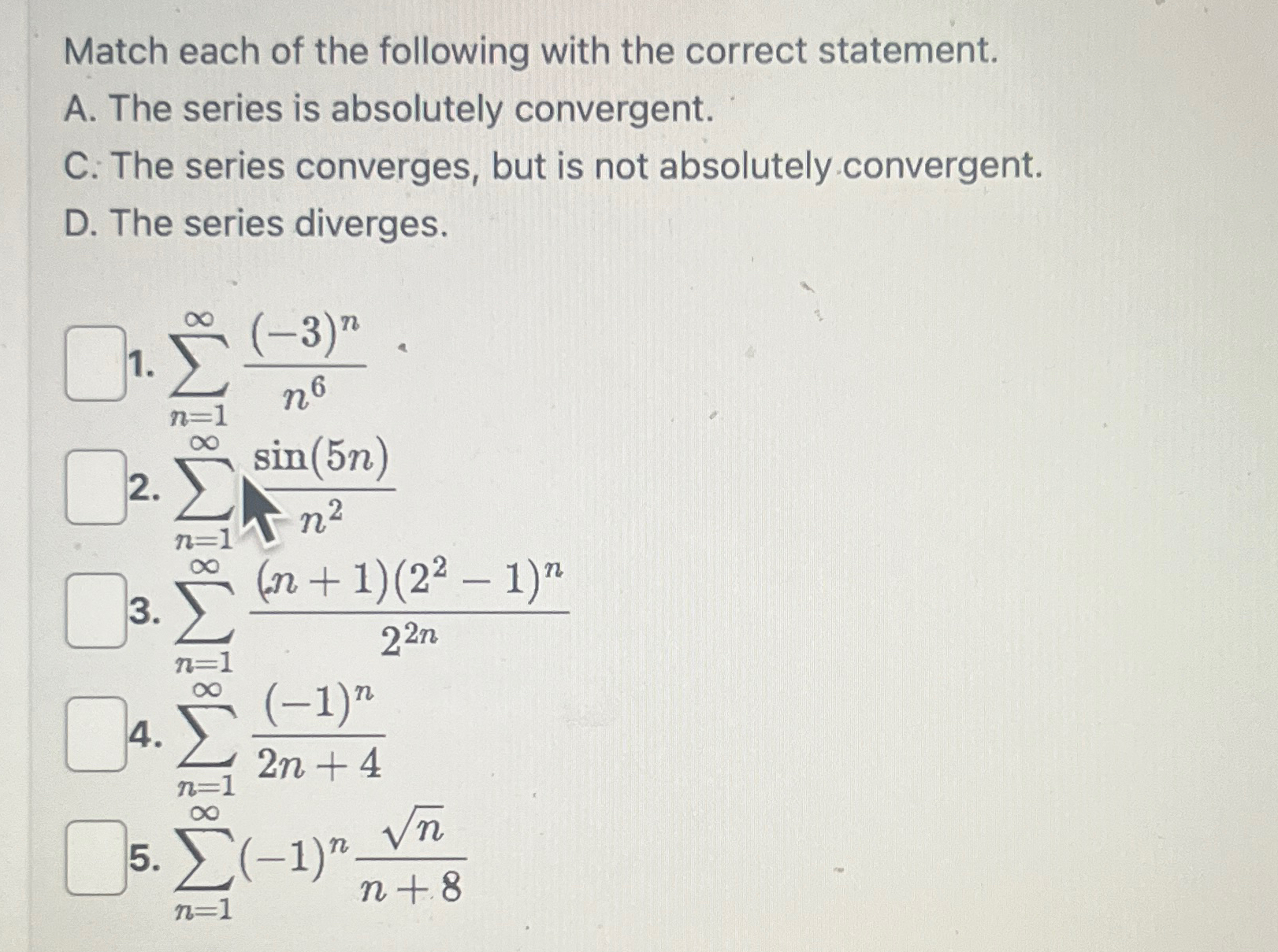 Solved Match each of the following with the correct | Chegg.com