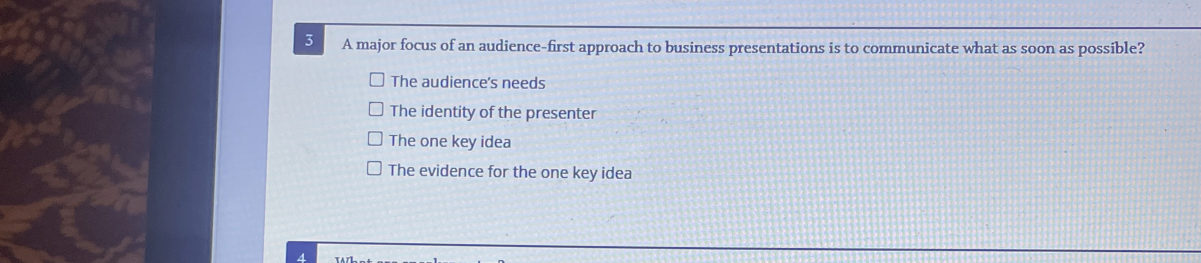 Solved 3 ﻿A major focus of an audience-first approach to | Chegg.com