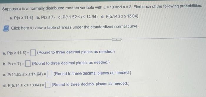 Solved Suppose x is a normally distributed random variable | Chegg.com