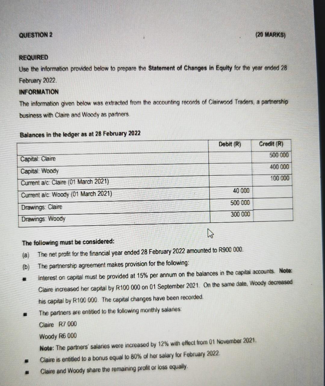 Solved QUESTION 2 (20 MARKS) REQUIRED Use the information | Chegg.com
