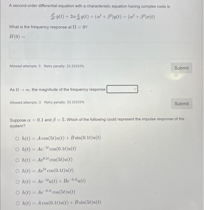 Solved A second-order differential equation with a | Chegg.com