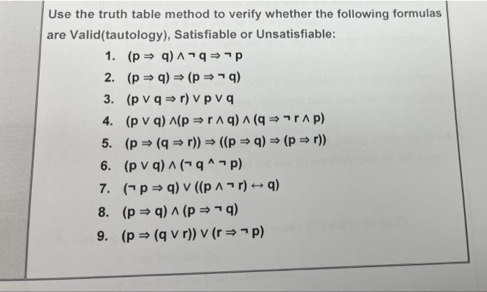 Solved Use the truth table method to verify whether the | Chegg.com