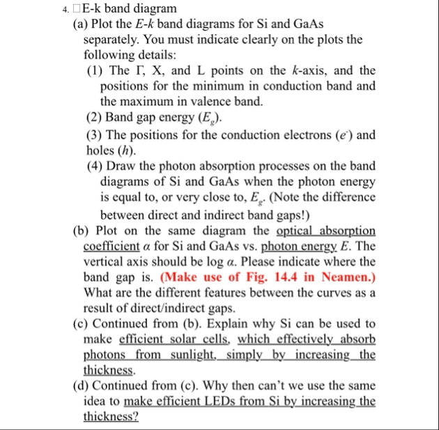 E-k ﻿band diagram(a) ﻿Plot the E-k ﻿band diagrams | Chegg.com