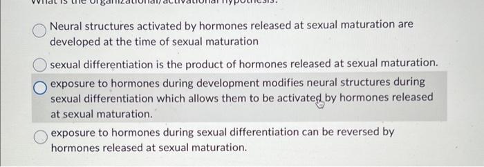 Solved Neural structures activated by hormones released at | Chegg.com