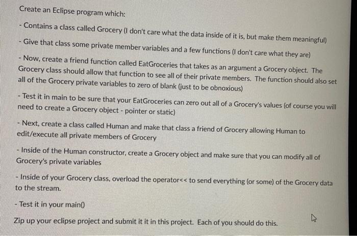 Solved Contains a class called Grocery (I don't care what | Chegg.com