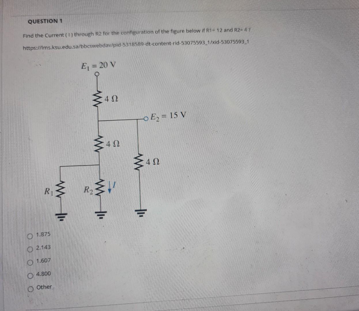 Solved Find the Current (1) through R2 for the colfiguration | Chegg.com