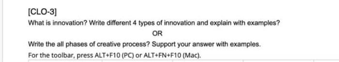 [CLO-3] What is innovation? Write different 4 types | Chegg.com