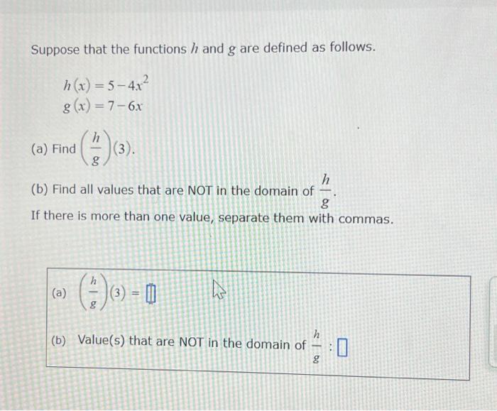 Solved Suppose that the functions h and g are defined as | Chegg.com