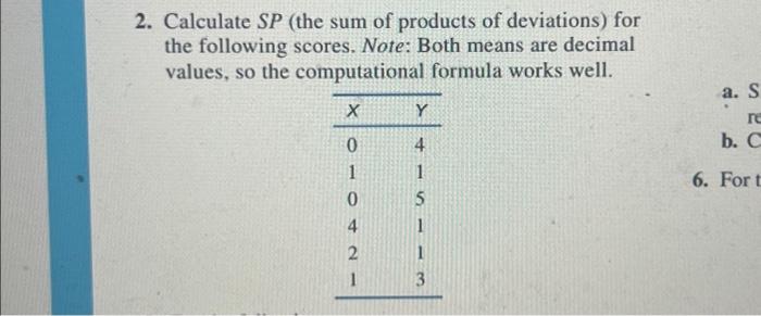 Solved 2. Calculate SP (the sum of products of deviations) | Chegg.com