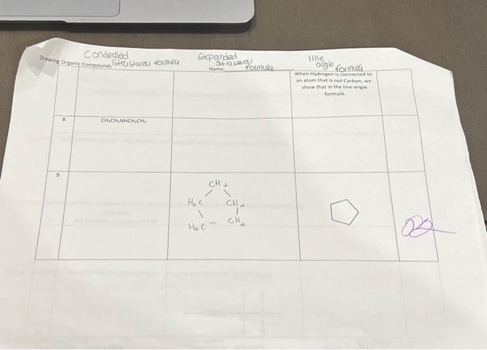 Solved Drawing Organic Compounds 9 Condensed 8 Structural | Chegg.com